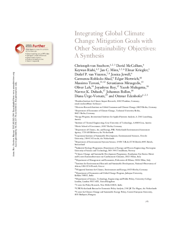 (PDF) Integrating Global Climate Change Mitigation Goals with Other ...