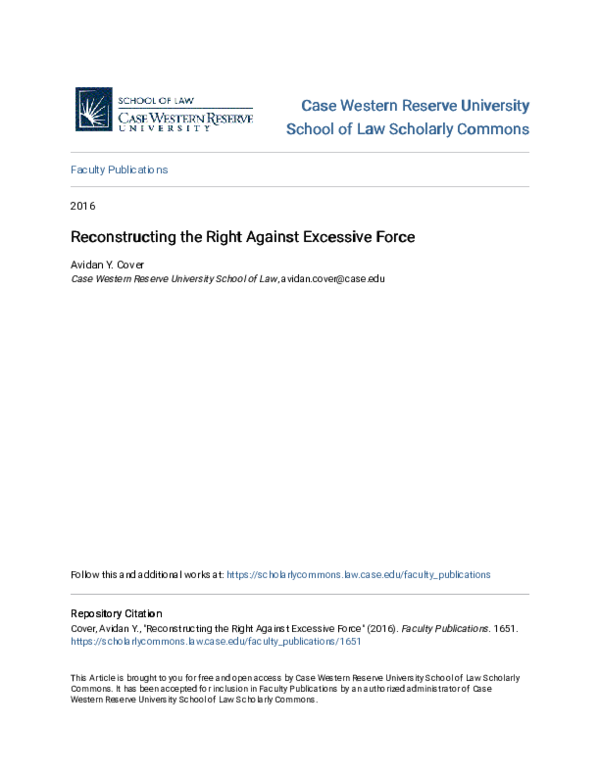 (PDF) Reconstructing the Right Against Excessive Force