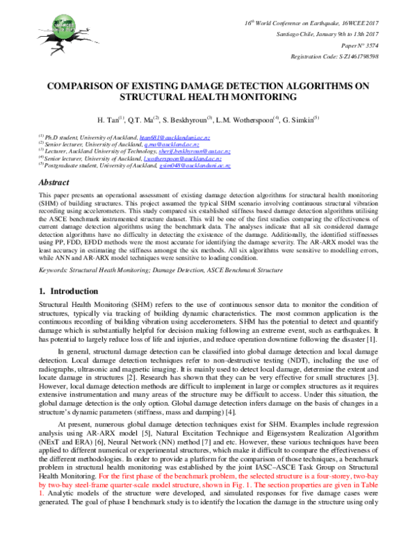 (PDF) Comparison of existing damage detection algorithms on Structural ...