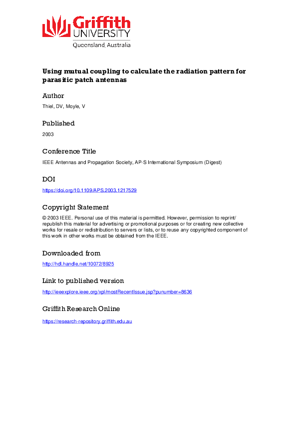 (PDF) Using mutual coupling to calculate the radiation pattern for ...