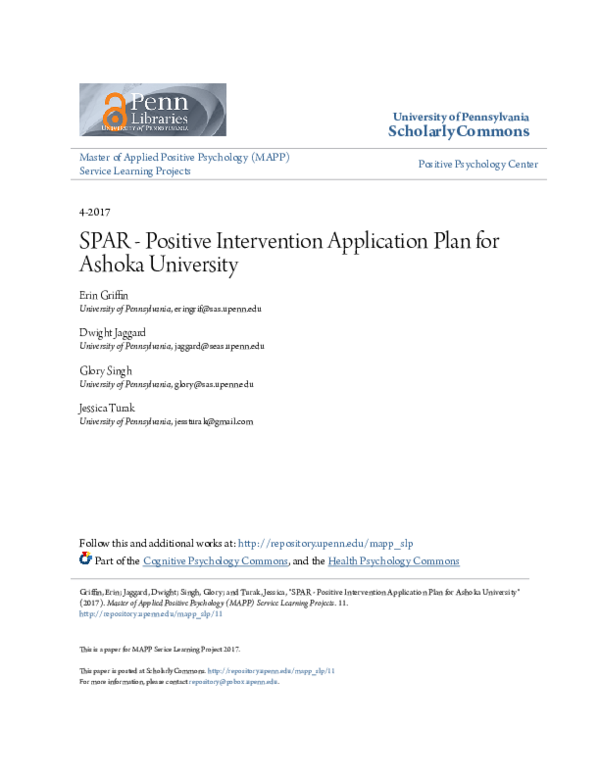 (PDF) SPAR - Positive Intervention Application Plan for Ashoka University