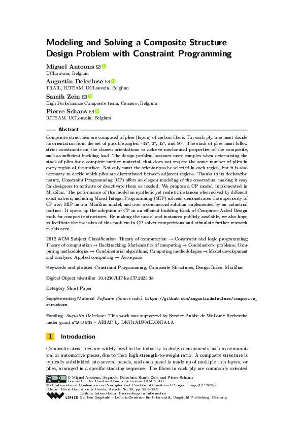 (PDF) Modeling and Solving a Composite Structure Design Problem with ...