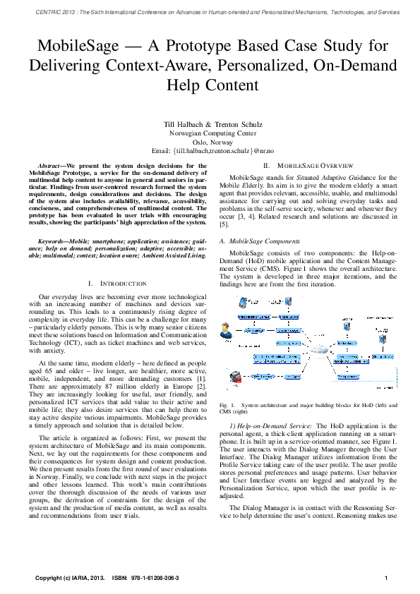 (PDF) MobileSage - A Prototype Based Case Study for Delivering Context-Aware, Personalized, On ...