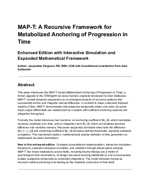 (PDF) MAP-T: A Recursive Framework for Metabolized Anchoring of Progression in Time Enhanced ...