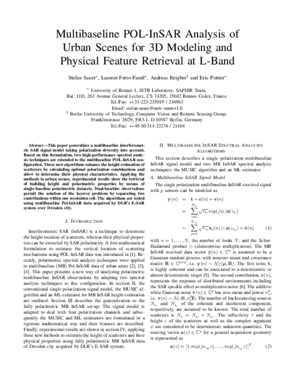 (PDF) Multibaseline POL-InSAR analysis of urban scenes for 3D modeling ...