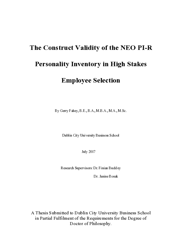(PDF) The construct validity of the NEO PI-R personality inventory in ...