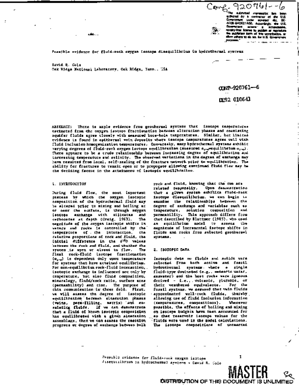 (PDF) Possible evidence for fluid-rock oxygen isotope disequilibrium in ...