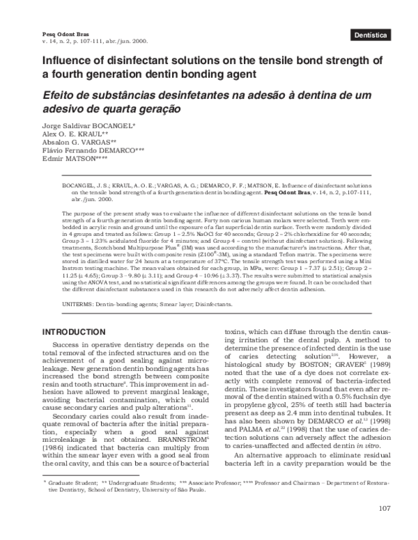 (PDF) Influence of disinfectant solutions on the tensile bond strength ...