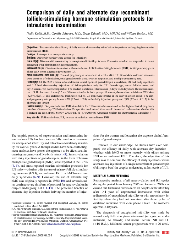 (PDF) Comparison of daily and alternate day recombinant follicle ...