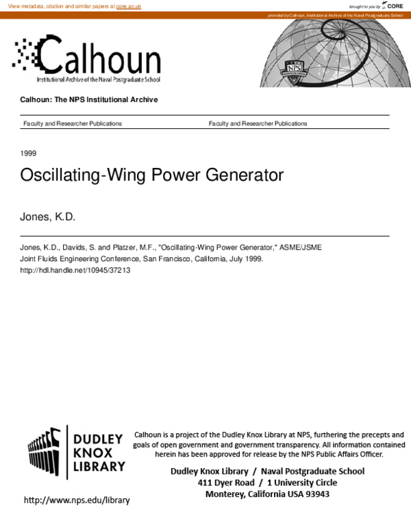 (PDF) Oscillating-Wing Power Generator
