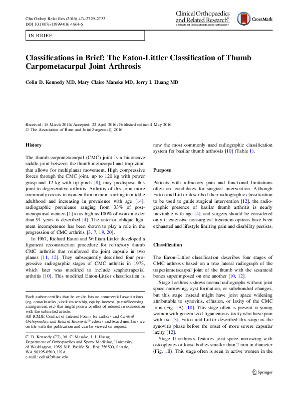 (PDF) Classifications in Brief: The Eaton-Littler Classification of ...