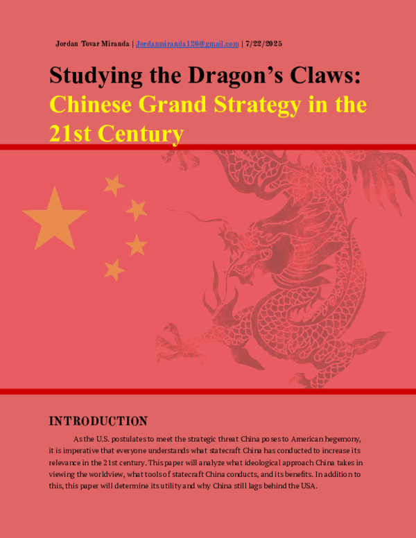 (PDF) Studying the Dragon's Claws: Chinese Grand Strategy in the 21st ...