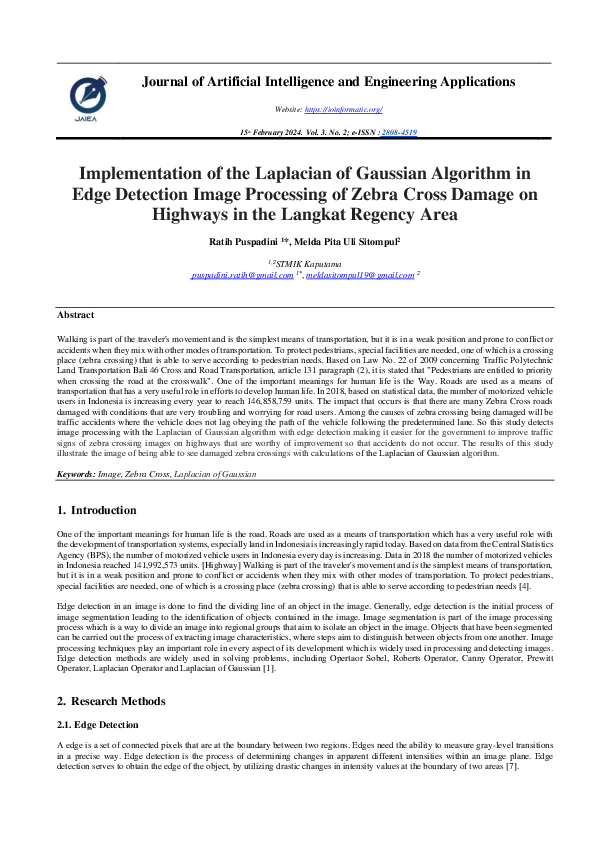 (PDF) Implementation of the Laplacian of Gaussian Algorithm in Edge ...