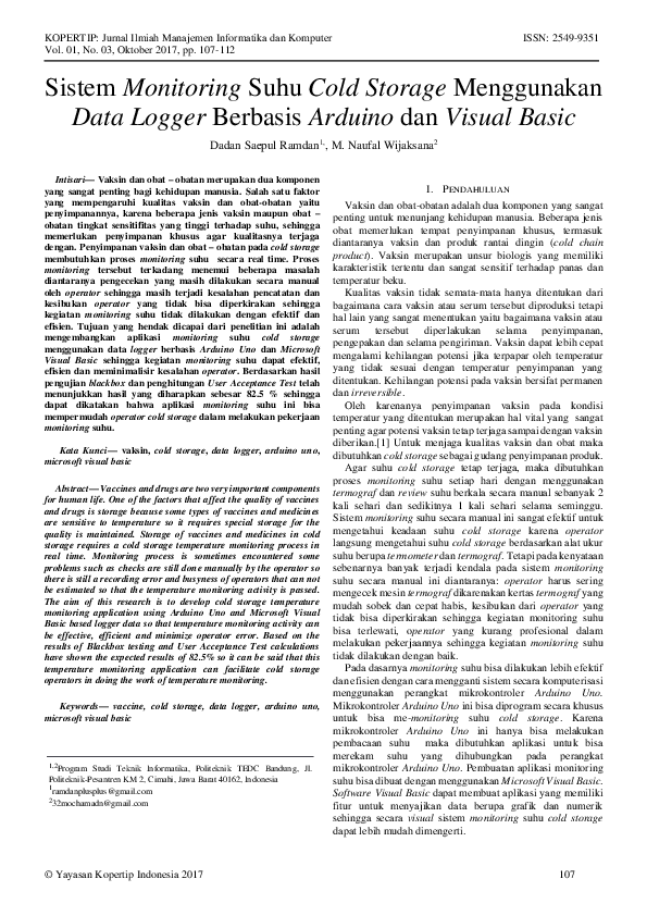 (PDF) Sistem Monitoring Suhu Cold Storage Menggunakan Data Logger ...