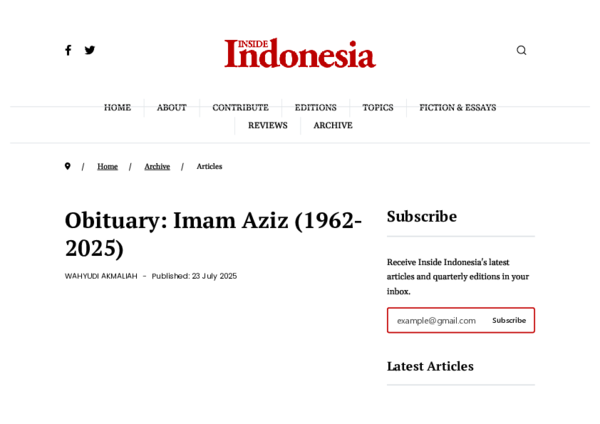 (PDF) Obituary: Imam Aziz (1962-2025)