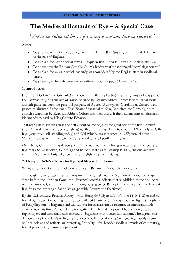 (PDF) Academia Paper 10 - Illegitimacy and Bastardy in England before