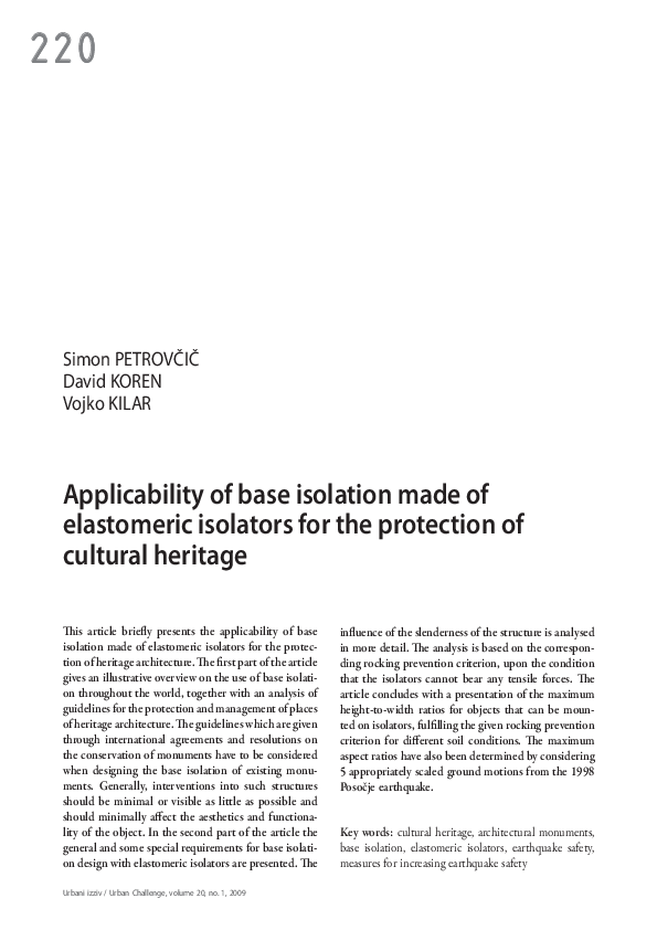 (PDF) Applicability of base isolation made of elastomeric isolators for ...