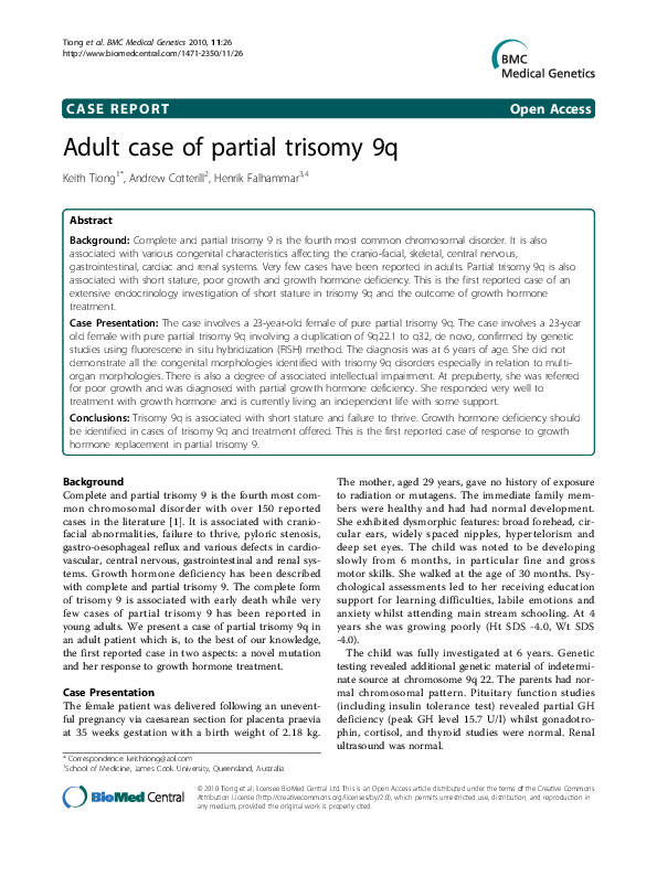 (PDF) Adult case of partial trisomy 9q