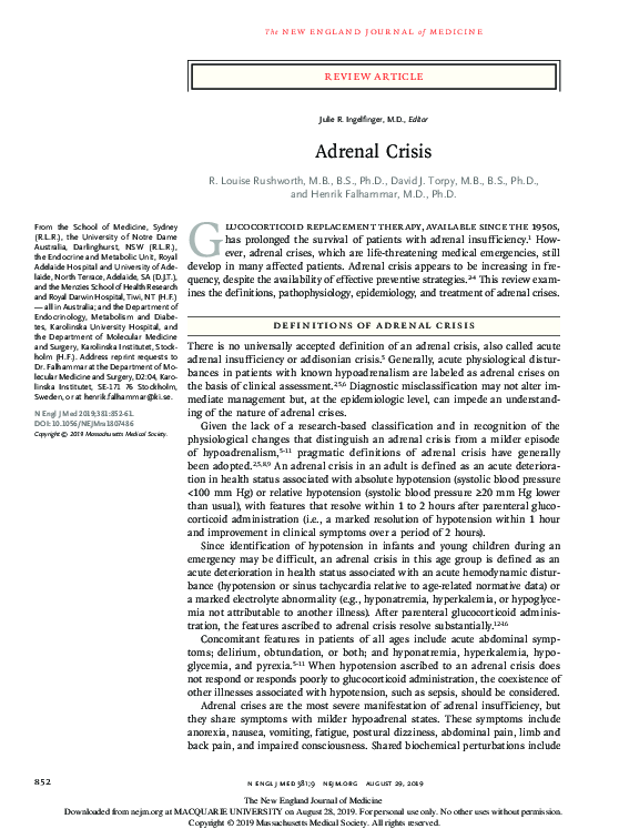 (PDF) Adrenal Crisis