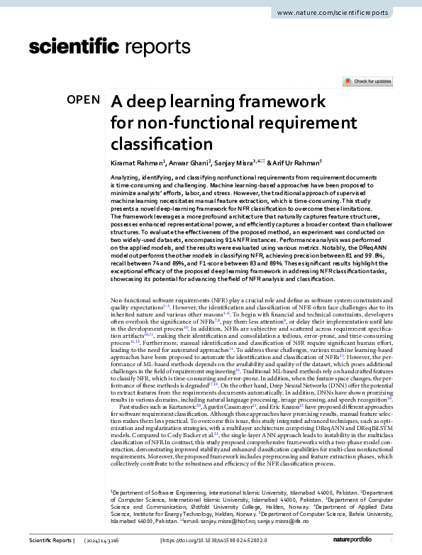 (PDF) A deep learning framework for non-functional requirement ...