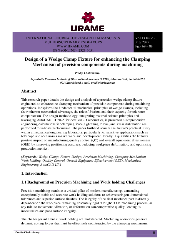 (PDF) Design of a Wedge Clamp Fixture for enhancing the Clamping ...