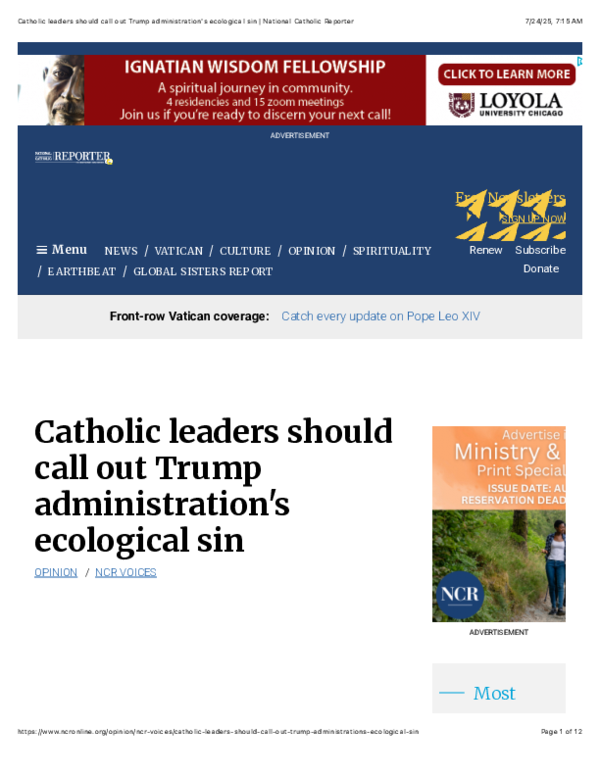 (PDF) Catholic leaders should call out Trump administration's ...