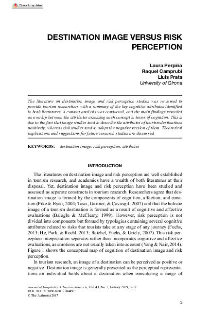 (PDF) Destination Image Versus Risk Perception