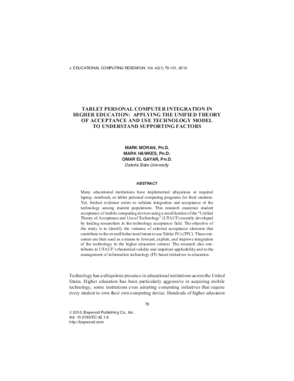 (PDF) Tablet Personal Computer Integration in Higher Education ...