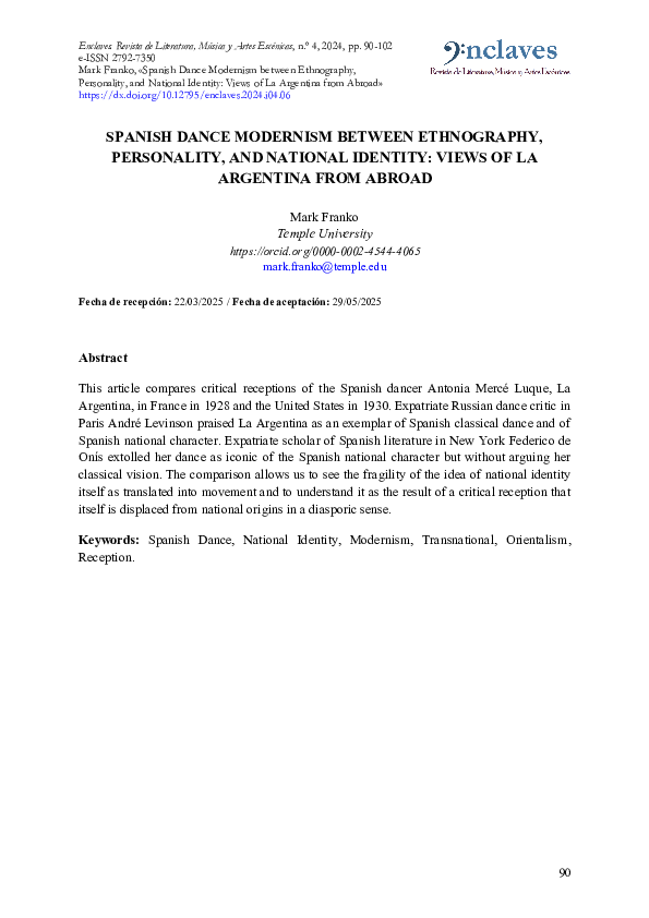 (PDF) SPANISH DANCE MODERNISM BETWEEN ETHNOGRAPHY, PERSONALITY, AND ...