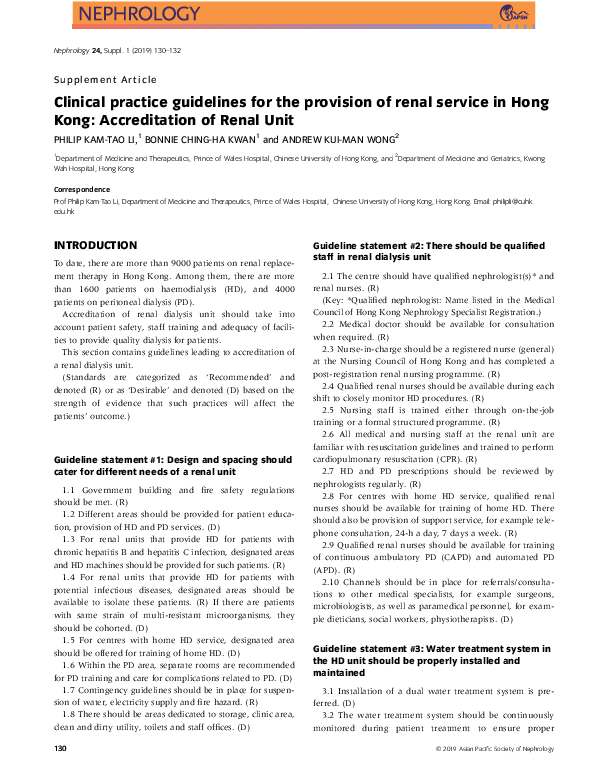 (PDF) Clinical practice guidelines for the provision of renal service ...