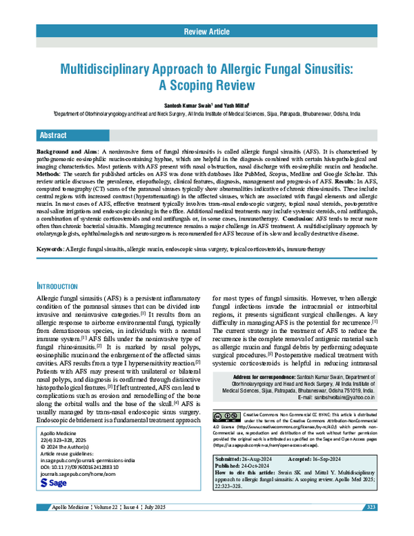 (PDF) Multidisciplinary Approach to Allergic Fungal Sinusitis: A ...