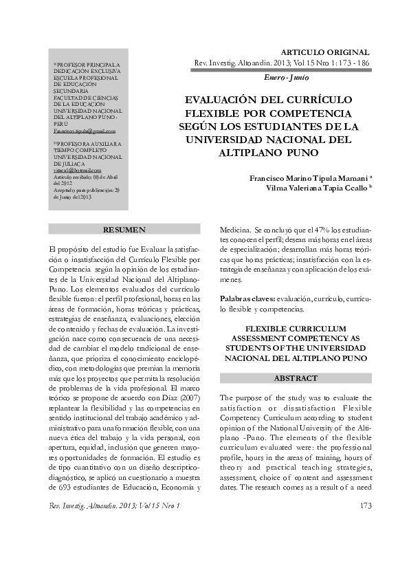 (PDF) Evaluación Del Currículo Flexible Por Competencia Según Los ...