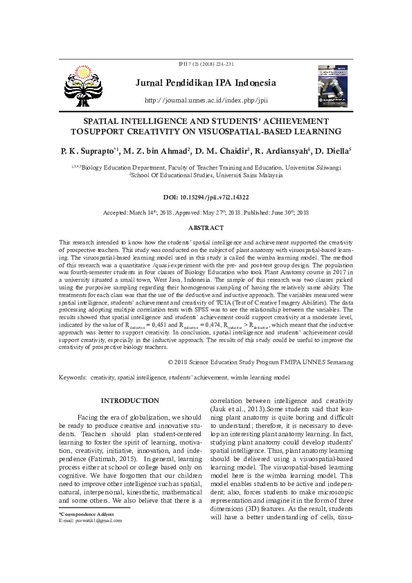 (PDF) Spatial Intelligence and Students’ Achievement to Support ...