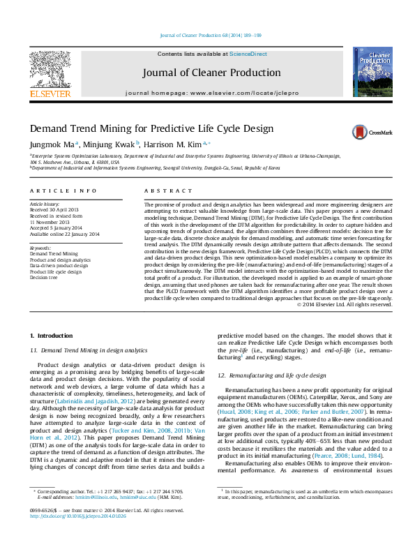 (PDF) Demand Trend Mining for Predictive Life Cycle Design