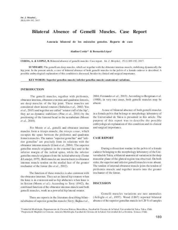 (PDF) Bilateral Absence of Gemelli Muscles: Case Report