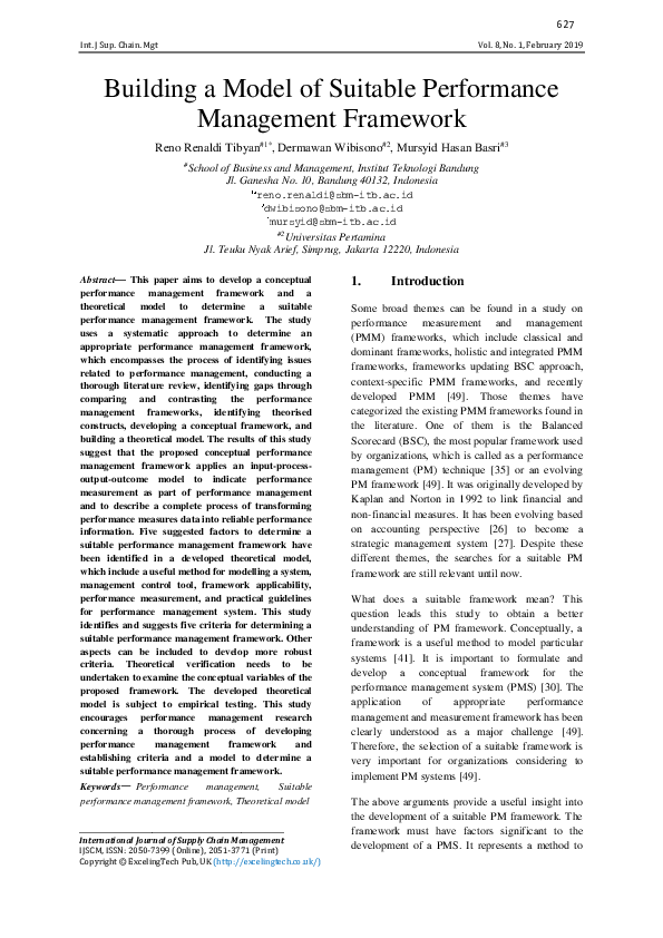 (PDF) Building a Model of Suitable Performance Management Framework