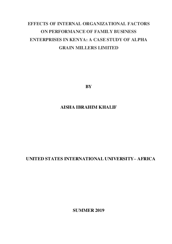 (PDF) Effects of Internal Organizational Factors on Performance of ...