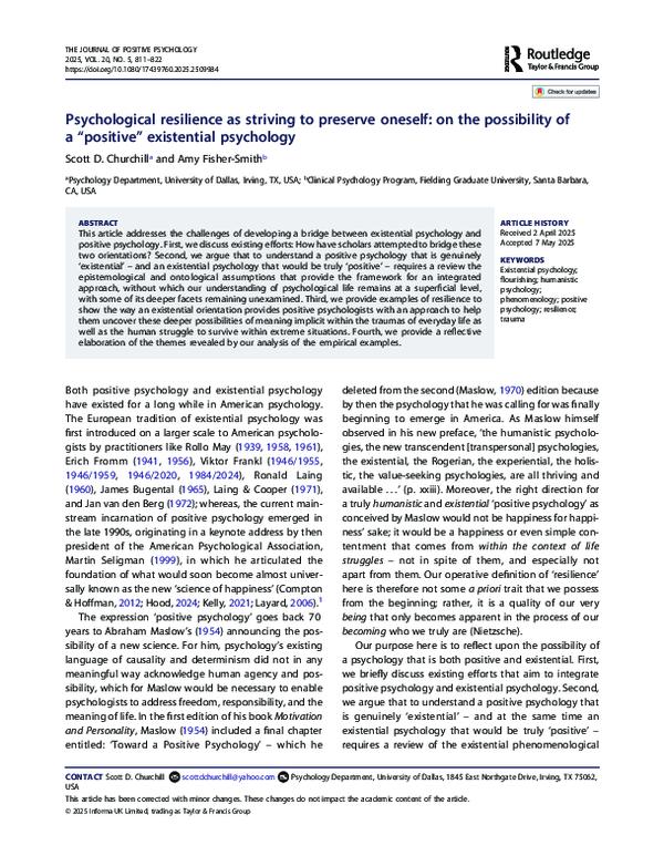 (PDF) Psychological resilience as striving to preserve oneself: On the possibility of a ...