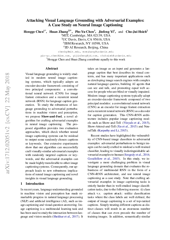 (PDF) Attacking Visual Language Grounding with Adversarial Examples: A ...