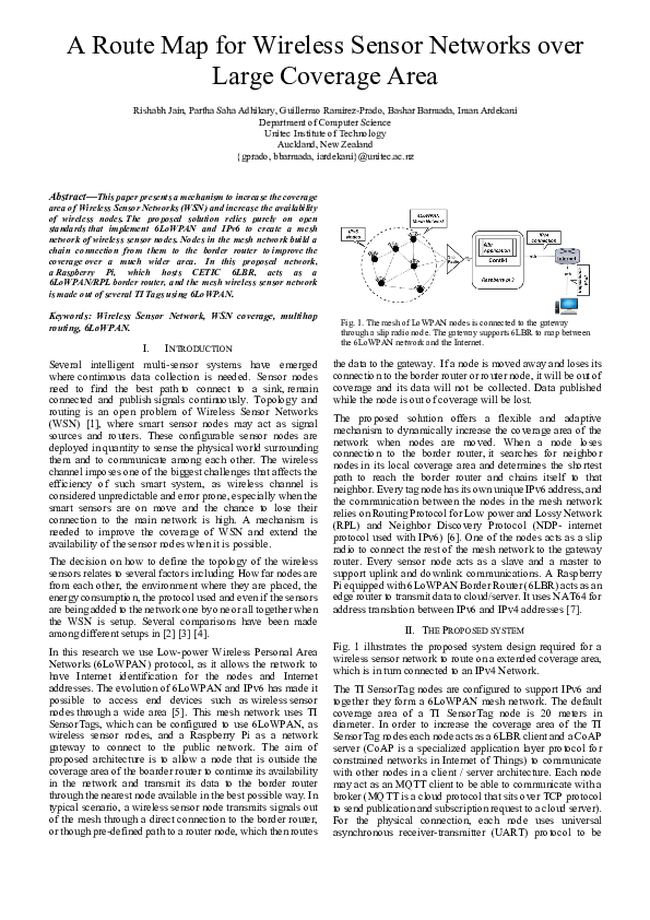 (PDF) A Route Map for Wireless Sensor Networks over Large Coverage Area