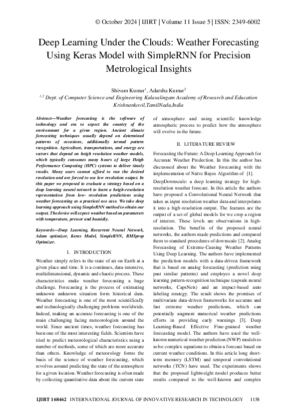 (PDF) Deep Learning Under the Clouds: Weather Forecasting Using Keras ...