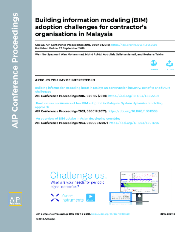 (PDF) Building information modeling (BIM) adoption challenges for contractor’s organisations in ...