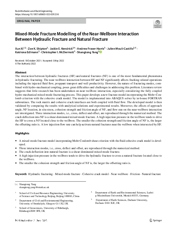 (PDF) Mixed-Mode Fracture Modelling of the Near-Wellbore Interaction ...