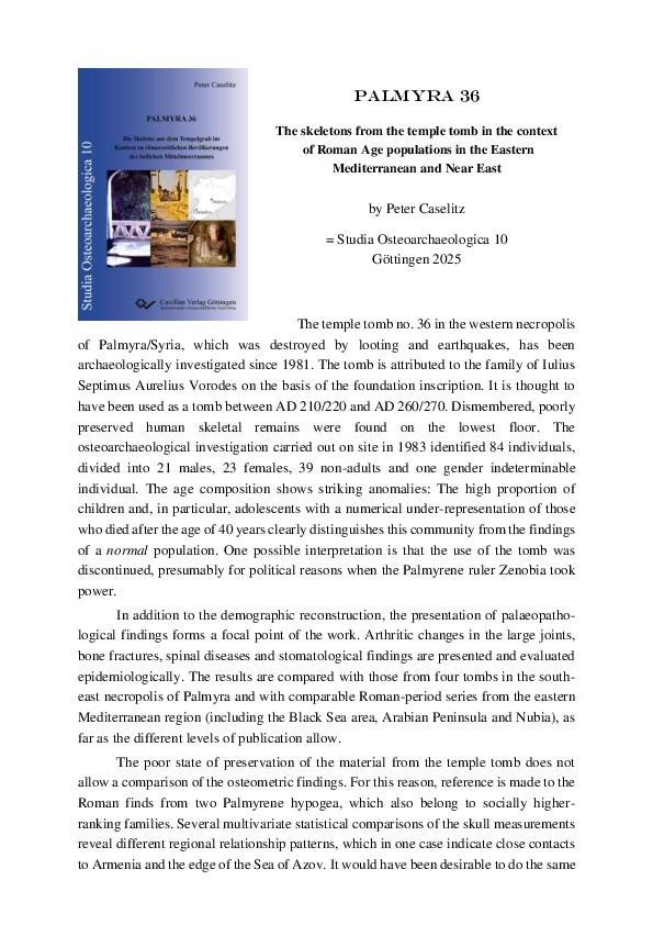 (PDF) The skeletons from the temple tomb in the context of Roman Age ...