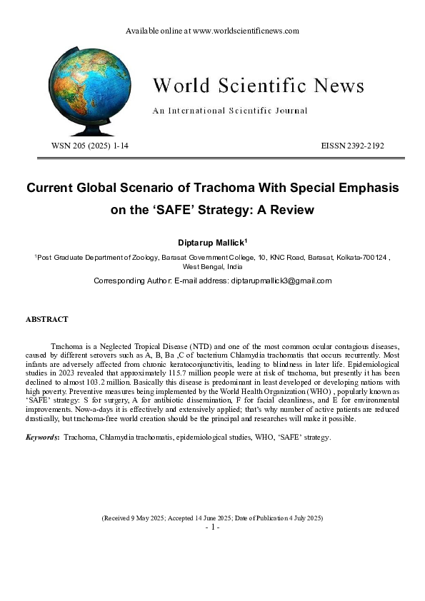 (PDF) Current Global Scenario of Trachoma With Special Emphasis on the ...