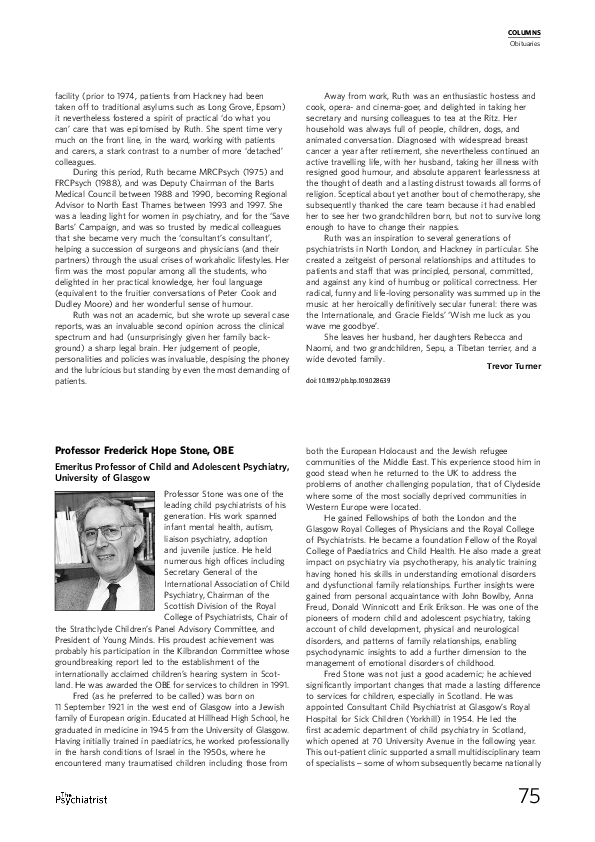 (PDF) Professor Frederick Hope Stone, OBE
