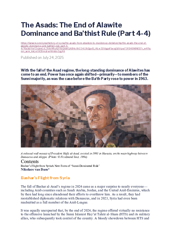 (PDF) The Asads: The End of Alawite Dominance and Ba'thist Rule (Part 4-4)
