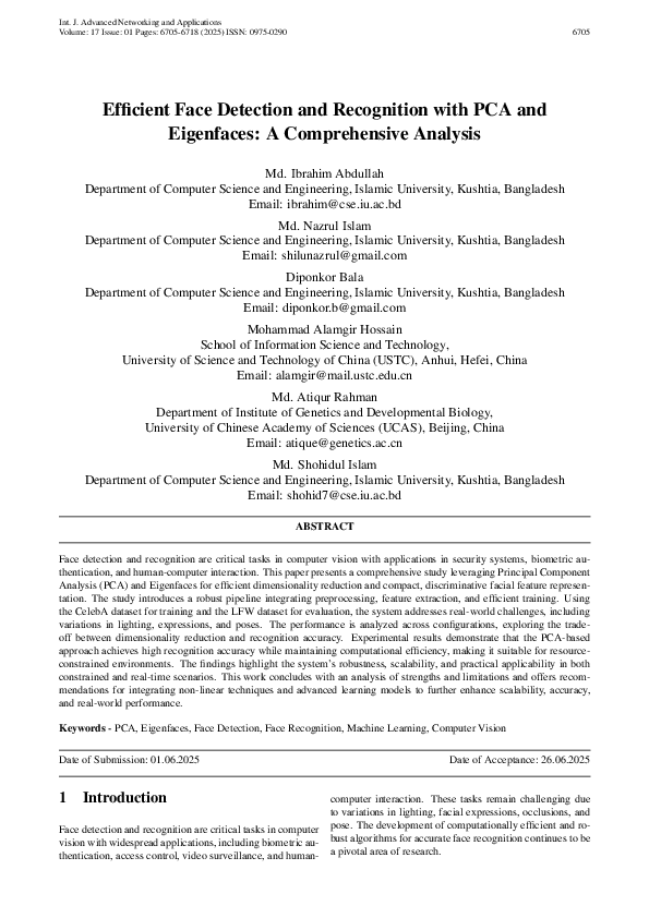 (PDF) Efficient Face Detection and Recognition with PCA and Eigenfaces: A Comprehensive Analysis