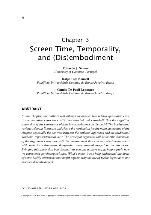 (PDF) Screen Time, Temporality, and (Dis)embodiment