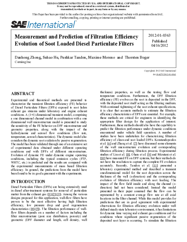(PDF) Measurement and prediction of filtration efficiency evolution of ...